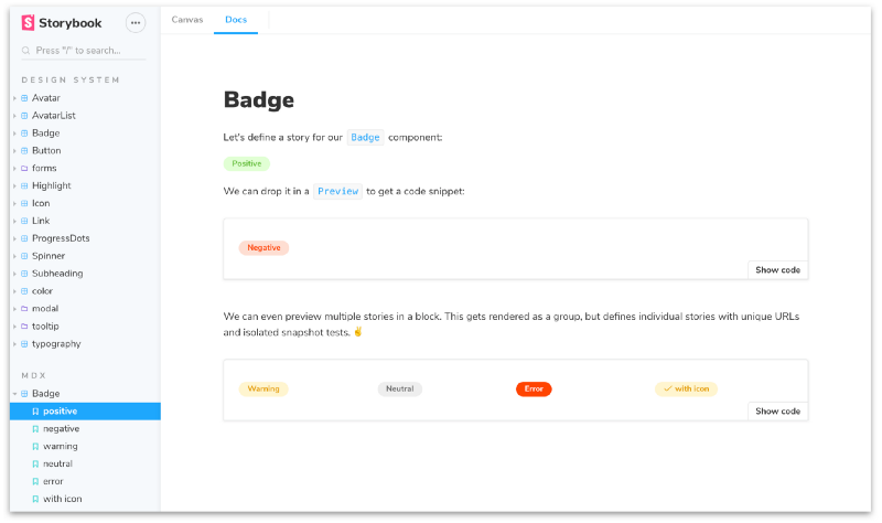 Rich docs with Storybook MDX